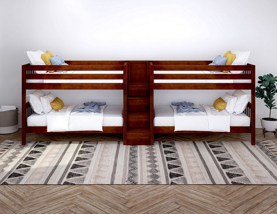 Melrose Chestnut Quadruple Bunk Bed with Stairs i