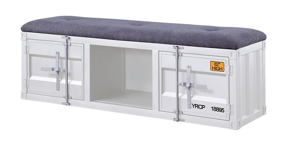 Shipping Container White Metal Bench