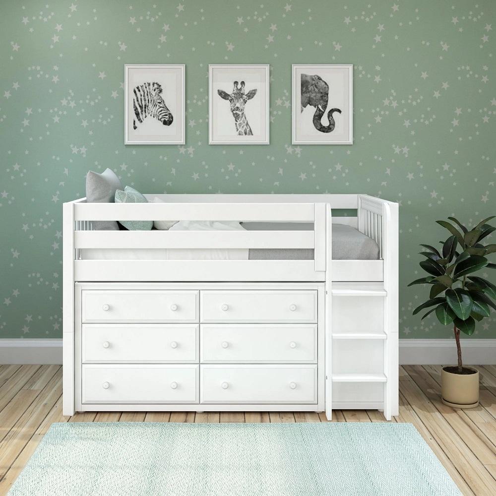 Caleb s White Low Loft Bed with Storage