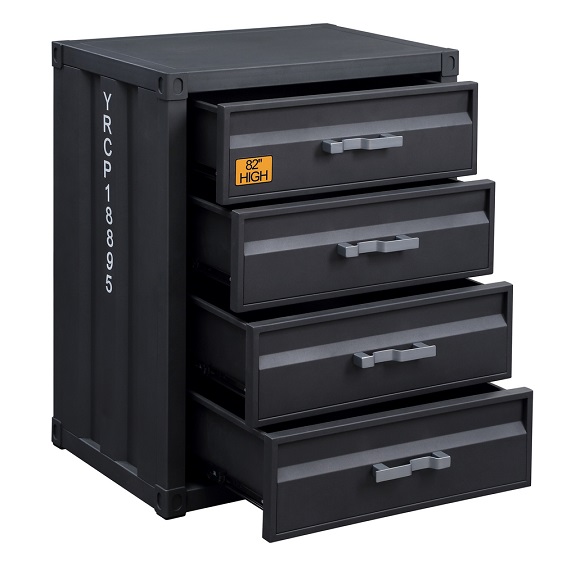 Shipping Container Gray Metal 4 Drawer Chest