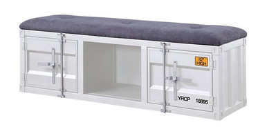 Shipping Container White Metal Bench