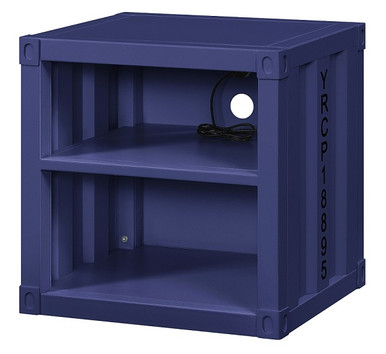 Shipping Container Blue Metal Nightstand