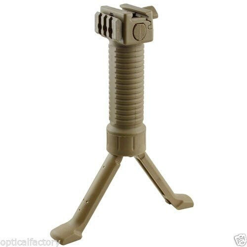 FDE Foregrip Bipod Spring loaded Rail Tactical RIS Foldable Rifle Grip ...