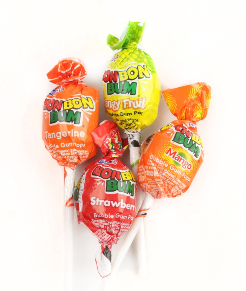 Bon Bon Boom Lollipops - Sour Bulk Candy with Bubble Gum Center