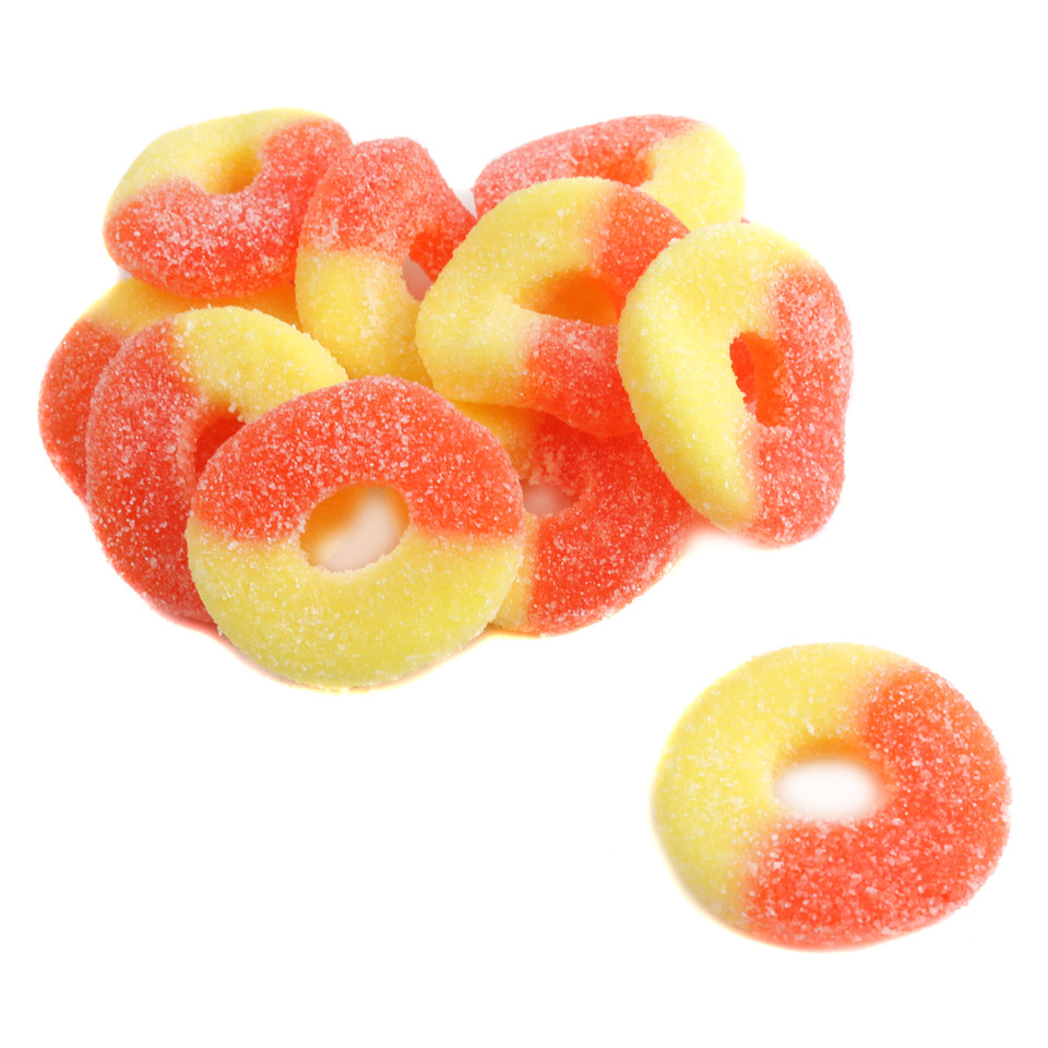 Peach Rings Gummy Candy Bulk Unwrapped Soft Sugared Peach Flavored Treats