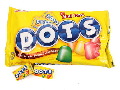 Dots Mini Boxes 17 Piece Bag Vegan Chewy Fruit Gumdrops for Holidays