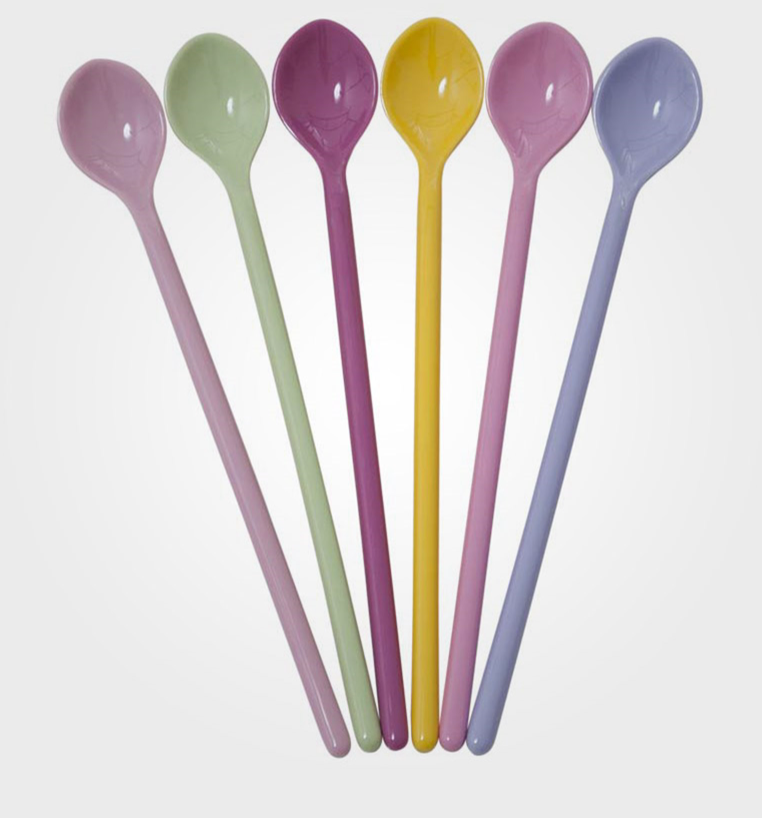 Melamine Long Spoons in Pastel Colors, Set of 6