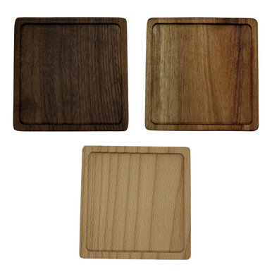 4" Square Wood Coaster with Raised Edges