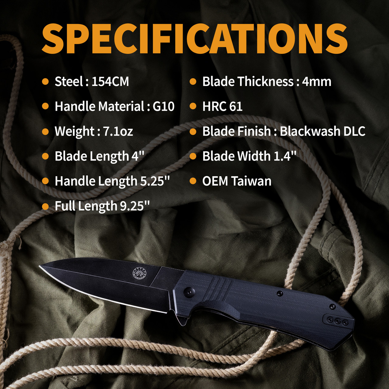 STINGER XL - Blackout with 154CM Knife | Off-Grid Knives