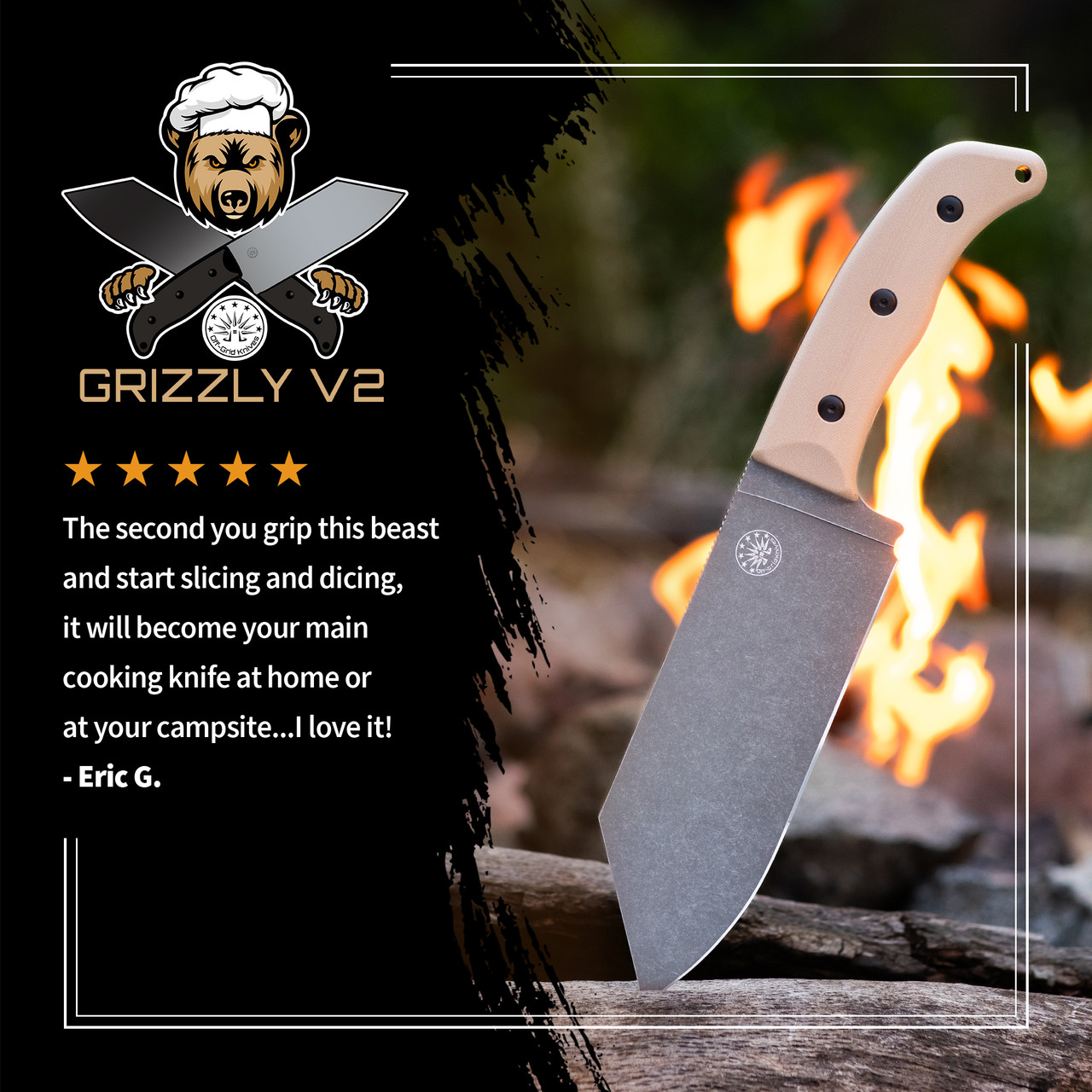 GRIZZLY V2 CHEF KNIFE - Coyote | Off-Grid Knives