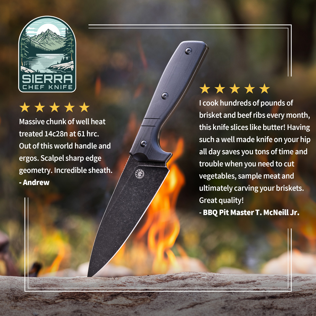 Sharp SIERRA CHEF KNIFE - Blackout | Off-Grid Knives