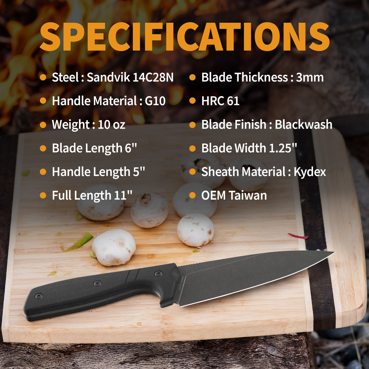Sharp SIERRA CHEF KNIFE - Blackout | Off-Grid Knives