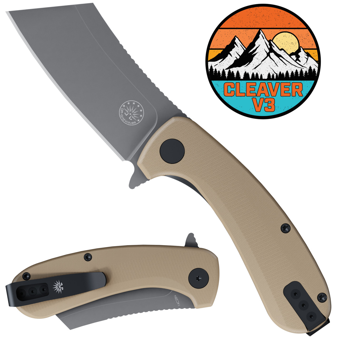 CLEAVER V3 (Coyote) Folding EDC Knives - Off-Grid Knives
