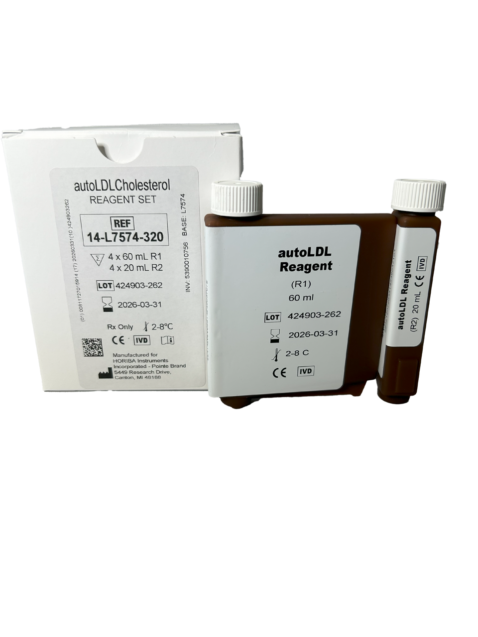 autoLDL Cholesterol Reagent Set 14-L7574-320, R1: 4 x 60 mL, R2: 4 x 20 ...