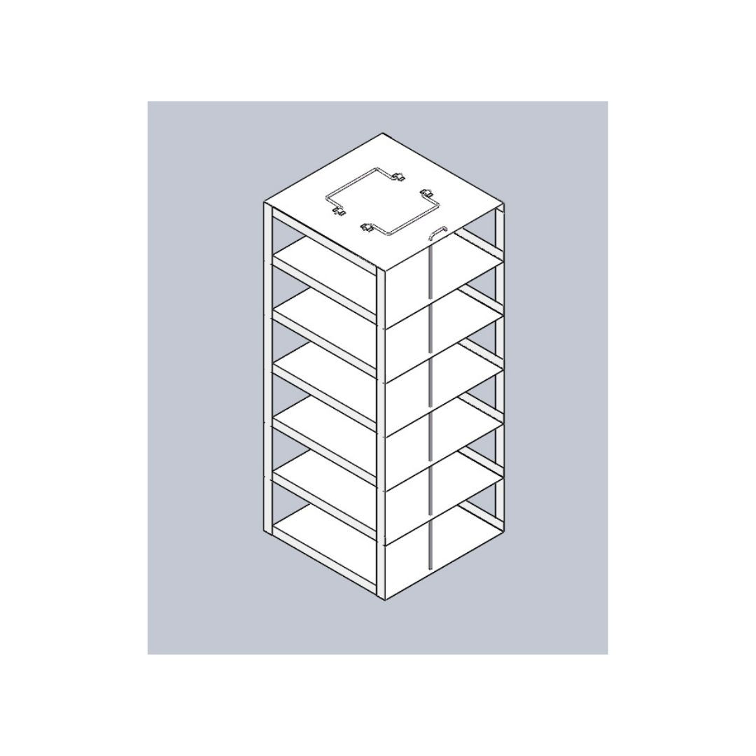 Vertical Freezer Rack for 25-Place Slide Boxes, Holds 6 boxes