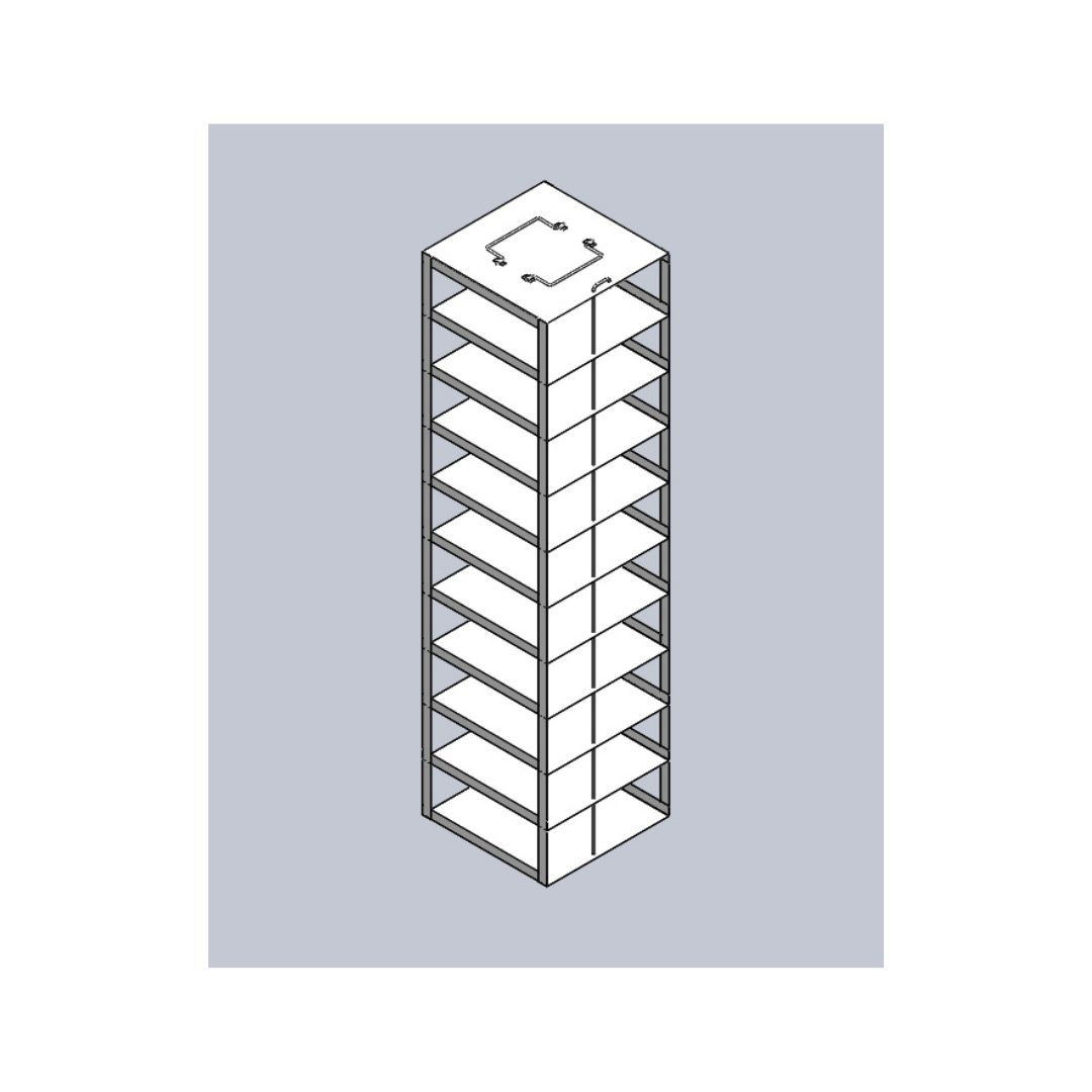 Vertical Freezer Rack for 25-Place Slide Boxes, Holds 10 boxes