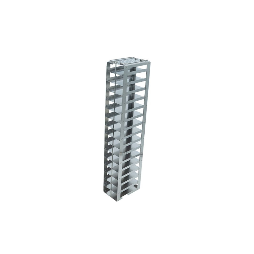 Vertical Freezer Rack for 25-Place Slide Boxes, Holds 16 boxes