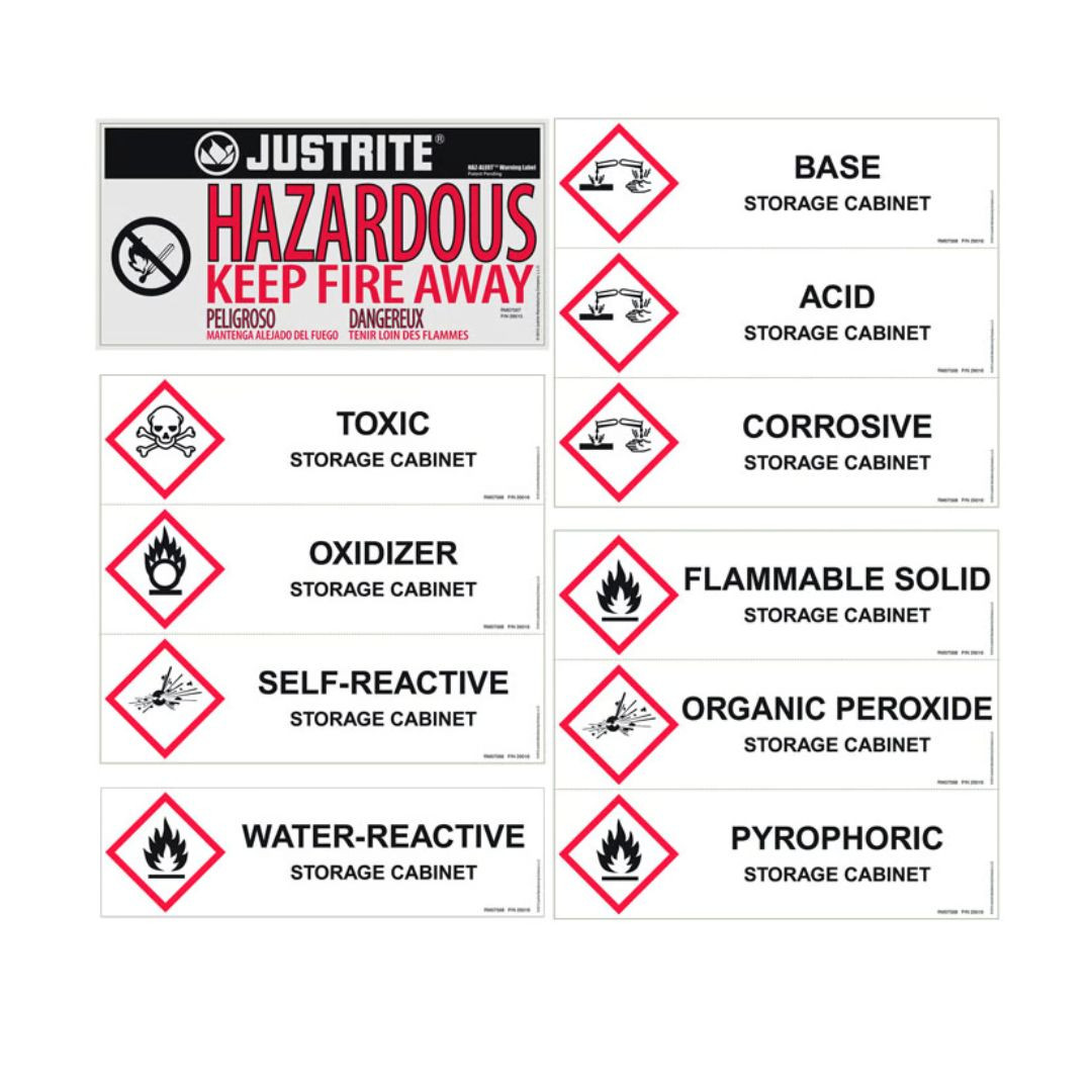 Replacement/ Retrofit Label Pack for Hazardous Material Cabinets