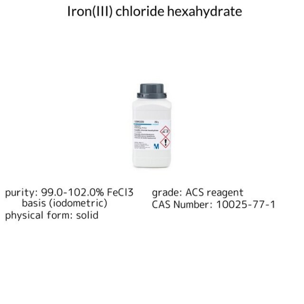 Iron(III) chloride hexahydrate, 1 X 250 g (1039430250) | MilliporeSigma ...