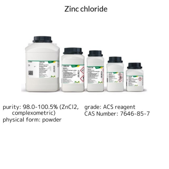 Zinc chloride, 1 X 250 g (1088160250) | MilliporeSigma® (Sigma-Aldrich)