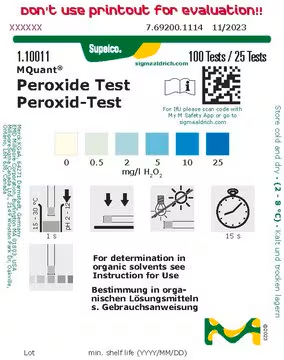 Peroxide Test, 25 tests (1100110002) | MilliporeSigma® (Sigma-Aldrich)