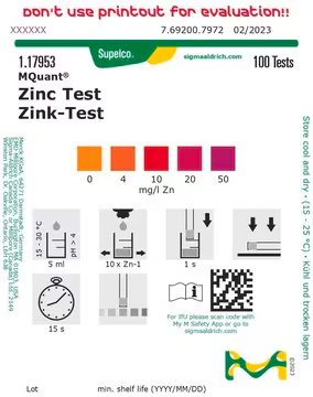 Zinc Test, 100 tests (1179530001) | MilliporeSigma® (Sigma-Aldrich)