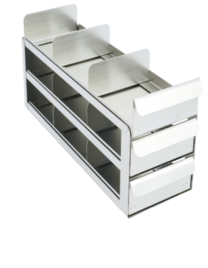 Upright Sliding Tray Freezer Rack for 3" Boxes, 3 x 3 Configuration, 9 ...