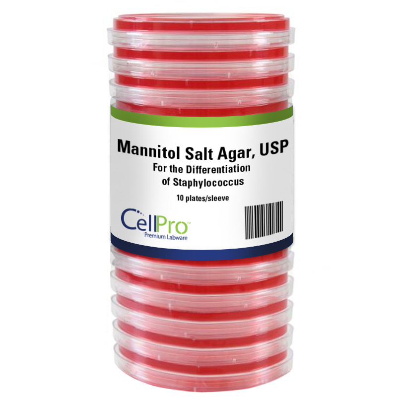 Mannitol Salt Agar (MSA), USP, For the Differentiation of Staphylococcus, 10/Pk