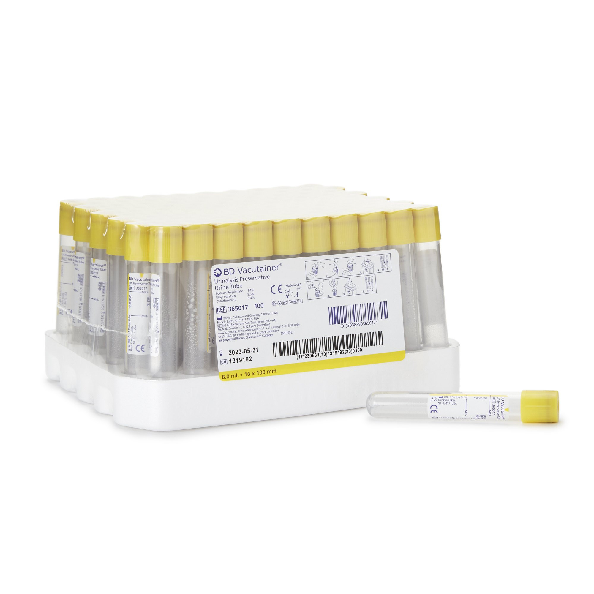BD® 365017 Vacutainer™ Urine Collection System Urinalysis Tube, 16 x ...
