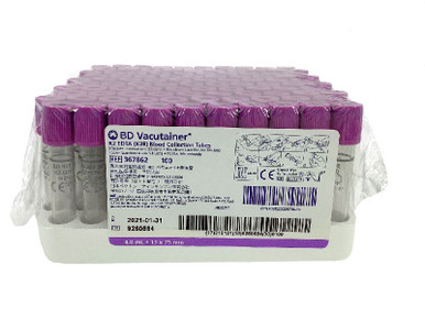 BD® 367862 Vacutainer™ Plus Plastic EDTA Blood Collection Tubes, 13 x ...