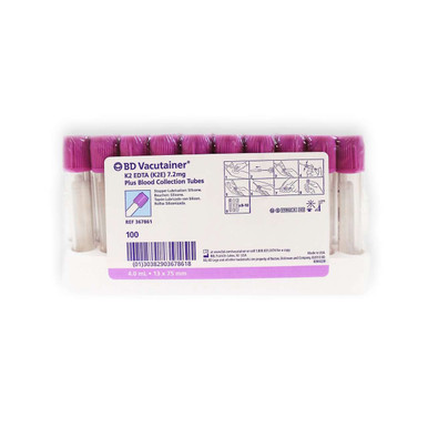 BD® 367861 Vacutainer™ Plus Plastic EDTA Blood Collection Tubes, 13 x ...