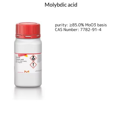 Molybdic acid, 1 X 500 g (232084-500G) | MilliporeSigma® (Sigma-Aldrich)