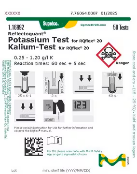 Potassium Test, 50 tests (1169920001) | MilliporeSigma® (Sigma-Aldrich)