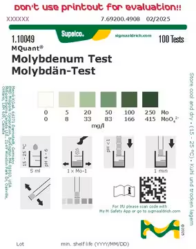 Molybdenum Test, 100 tests (1100490001) | MilliporeSigma® (Sigma-Aldrich)
