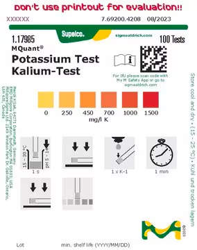 Potassium Test, 100 tests (1179850001) | MilliporeSigma® (Sigma-Aldrich)