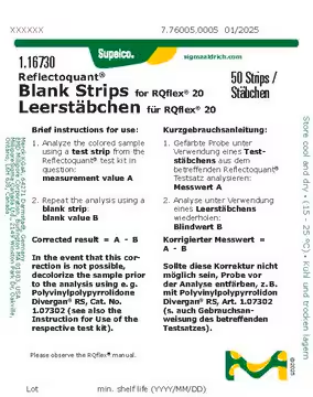 Blank Strips, 50 tests (1167300001) | MilliporeSigma® (Sigma-Aldrich)