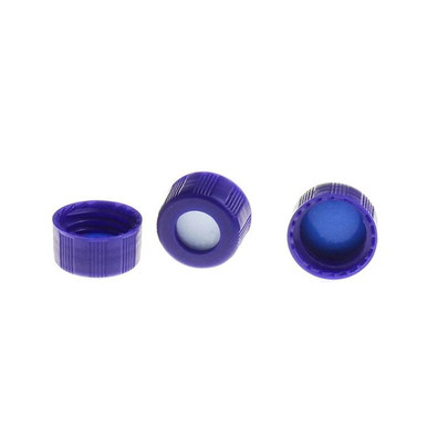 Blue 9-425 Open Top Ribbed PP Screw Caps with 9mm Blue PTFE/White ...