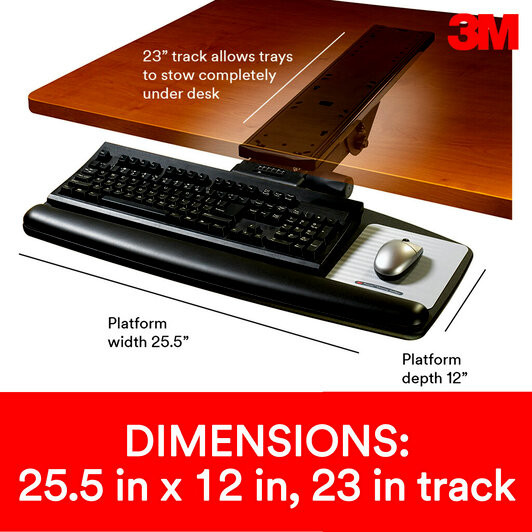 3M Easy Adjust Keyboard Tray with Standard Keyboard & Mouse Platform ...