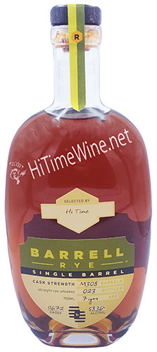 BARRELL RYE SINGLE BARREL 7YR 750ML 58.36% B-M308 HI TIME CELLARS STAFF ...