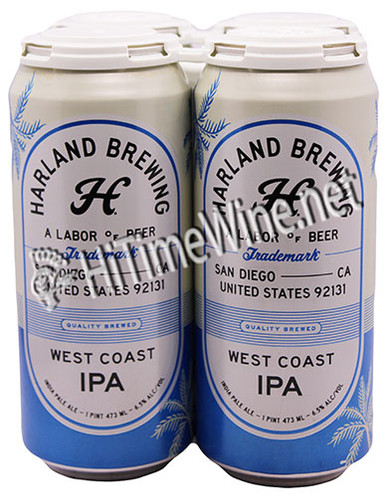 HARLAND BREWING COMPANY, WEST COAST IPA 6.5% ABV, 4 PACK 16oz CANS
