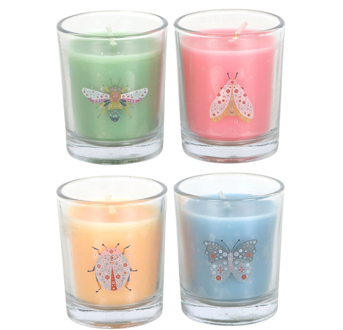 Floral Bug Set Of 4 Mandarin & Bergamot Scented Votive Candles - The ...