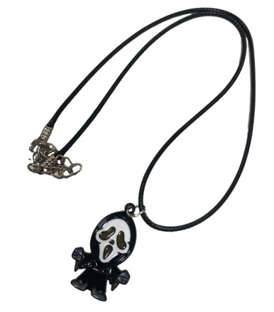 Ghost Face Scream Horror Theme Black Alloy Enamelled Character Necklace