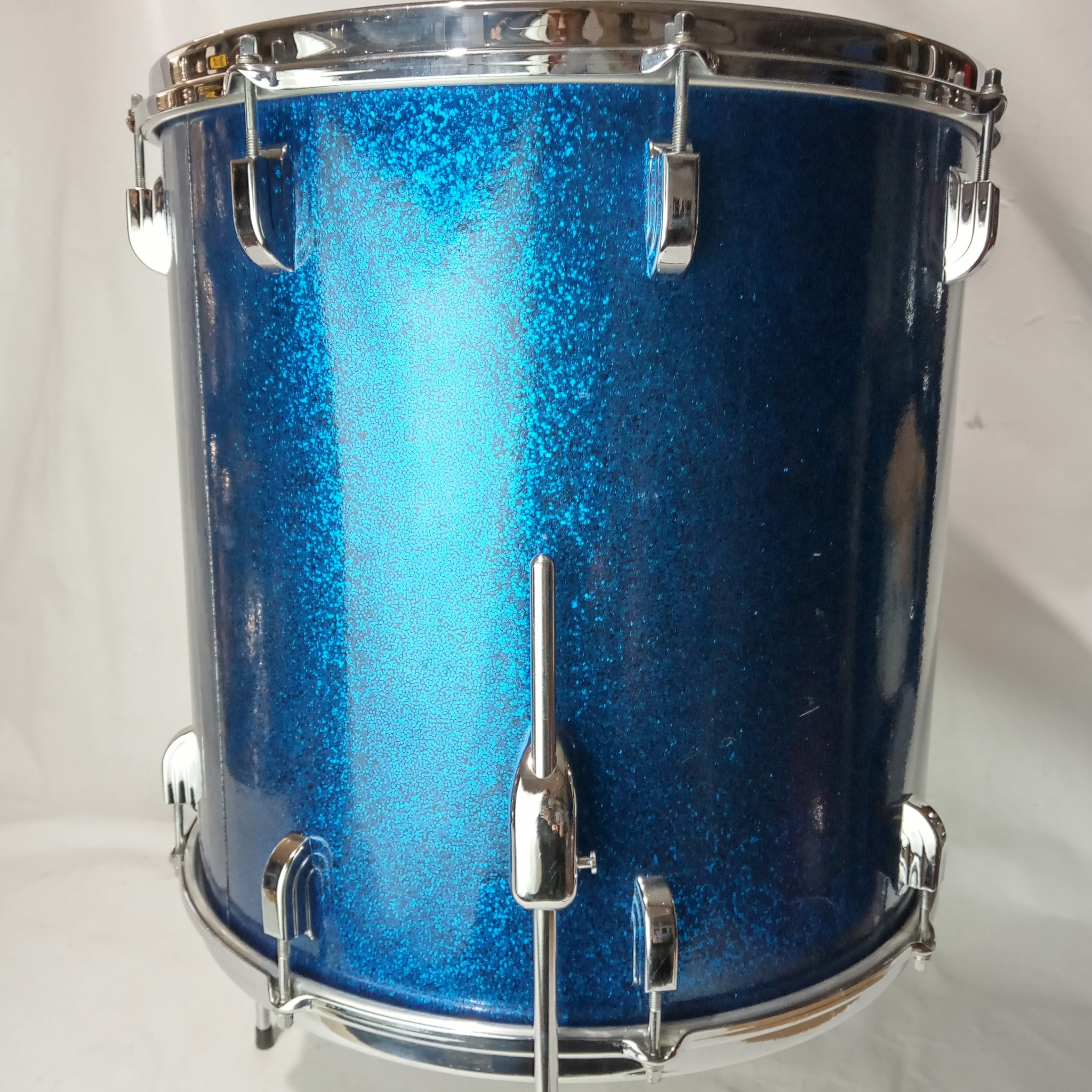 *Leedy 16x16" Blue Sparkle Floor Tom Drum Vintage 60s COB Brass Rims ...