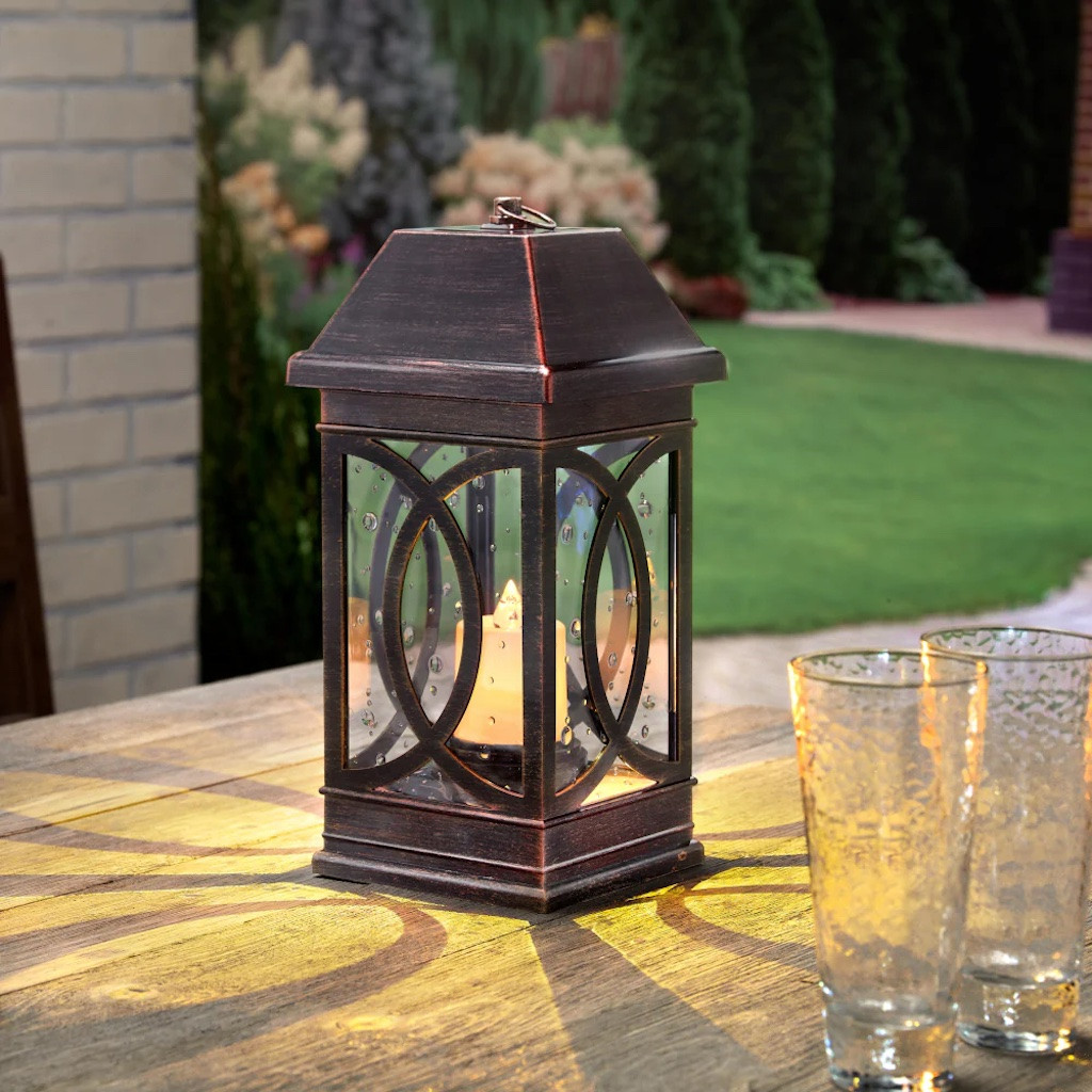 San Vicente II 15-inch Solar Lantern in Bronze by Smart Solar