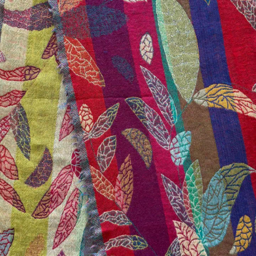 Chinar Boiled Wool Red Leaves Scarf - New Moon Boutique