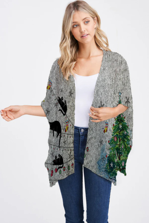 Et' Lois Hazy Christmas Day Open Wrap Shawl - New Moon Boutique