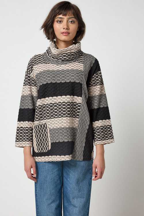 Komil Zig Zag Weave Cotton Cowl Top - New Moon Boutique