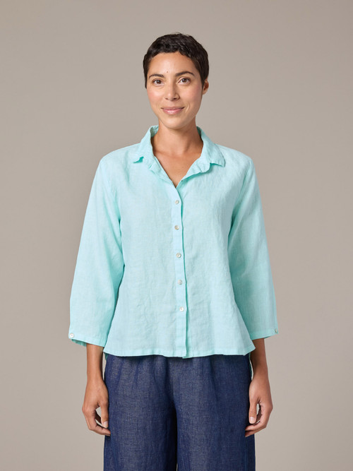 Cut Loose Solid Linen Hi-Low Crop Shirt - New Moon Boutique