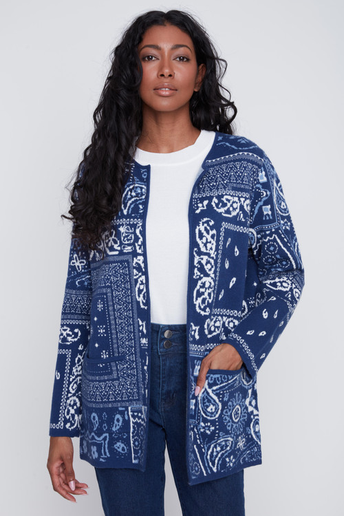Coco Y Club Midnight Paisley Open Cardigan - New Moon Boutique
