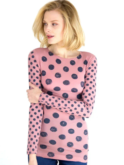 AMB Designs Ash Rose Grunge Polka Dot Top - New Moon Boutique